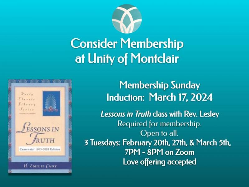 Lessons in Truth Class with Rev. Lesley Miller | Unity of Montclair