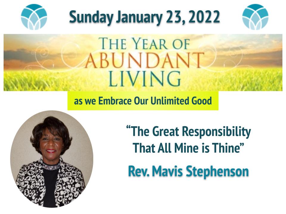 Sunday Service with Guest Speaker Rev. Mavis Stephenson | Unity of ...